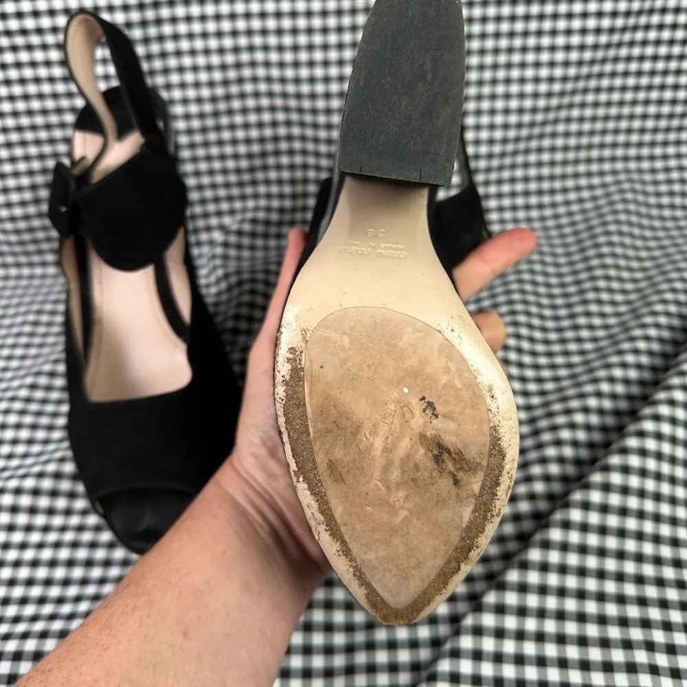 Miu Miu | Shoes | Miu Miu Black Silver Metallic 7s Disco Style Suede ...